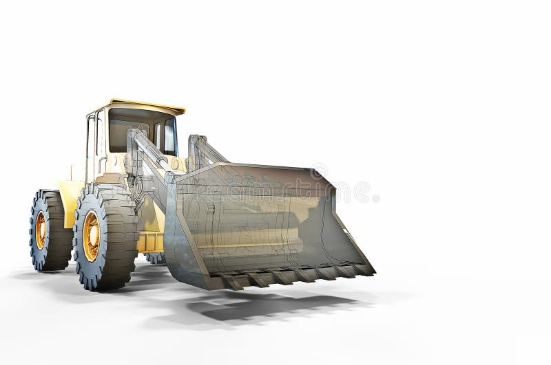 Wheel Loader Sketch and Construction Stock Illustration - Illustration ...