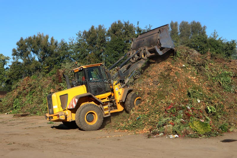 Wheel Loader Working in a Composting Facility Stock Photo - Image of ...
