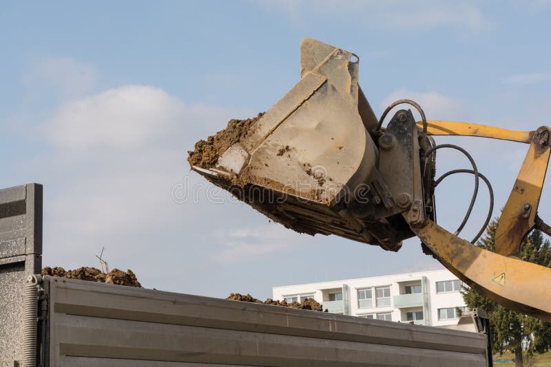 Front Loader and Natural Stone Granite Transport Stock Image - Image of ...