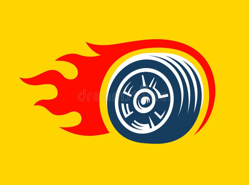 Fiery Wheel Of A Car Or Motorcycle Logo Design. Fast Speed Tire Vector ...