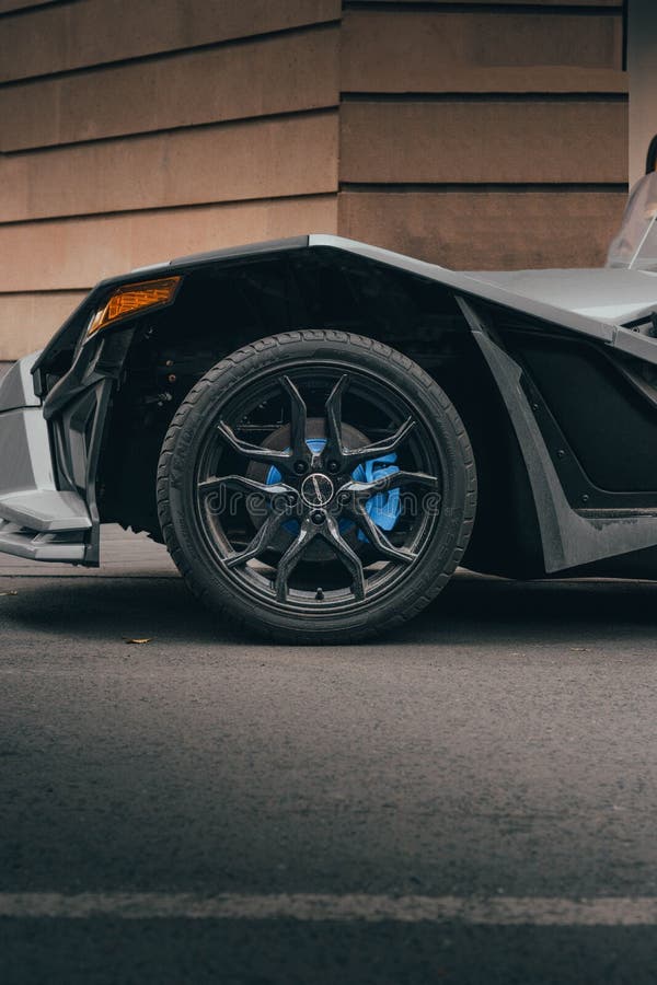 Wheel of Luxury, Black, Sport Car, Close-up, Vertical Editorial Stock ...