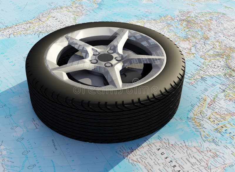 Wheel on the map. stock illustration. Illustration of shiny - 35157533