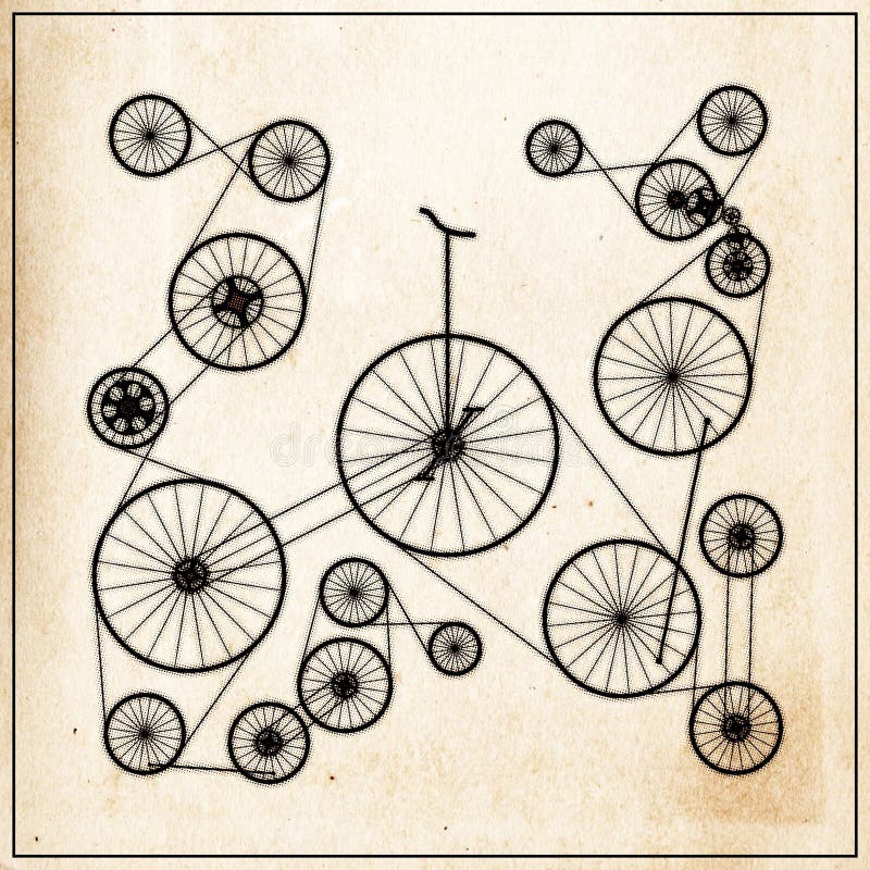 Wheel Mechanism Halftone Vintage Stock Illustrations – 4 Wheel ...