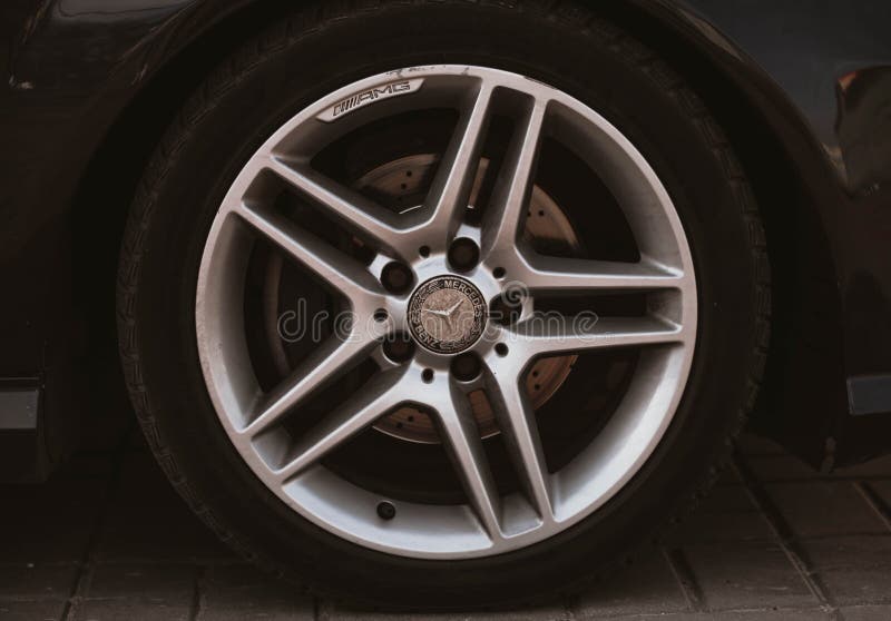 Wheel of a Mercedes Produced in Germany, March 28, 2020 in Berlin ...