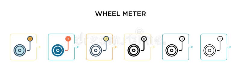 Wheel Meter Vector Icon in 6 Different Modern Styles. Black, Two ...