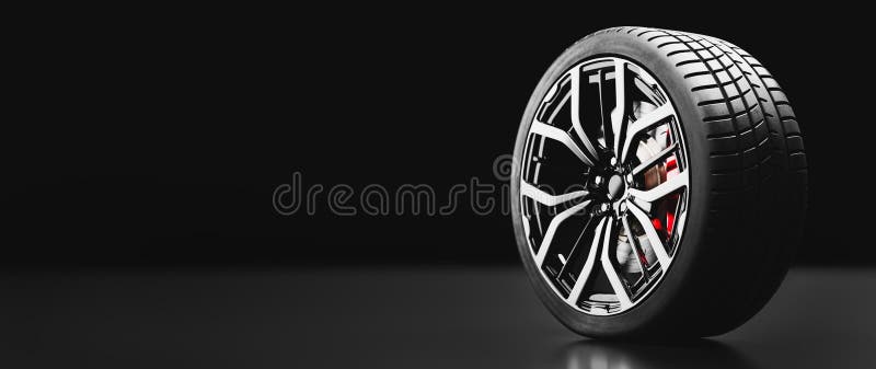 Wheel with Modern Alu Rim on White Background Stock Illustration ...