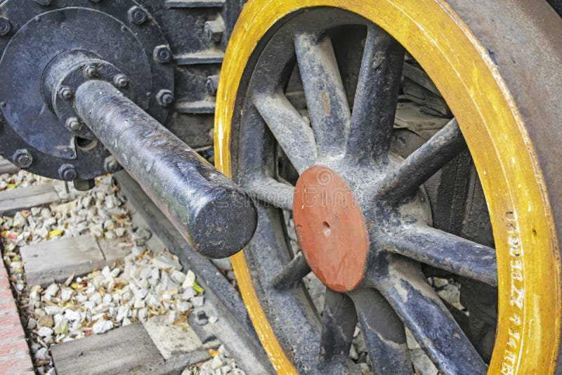 Wheel old steam locomotive, The front wheel of an old steam locomotive ...