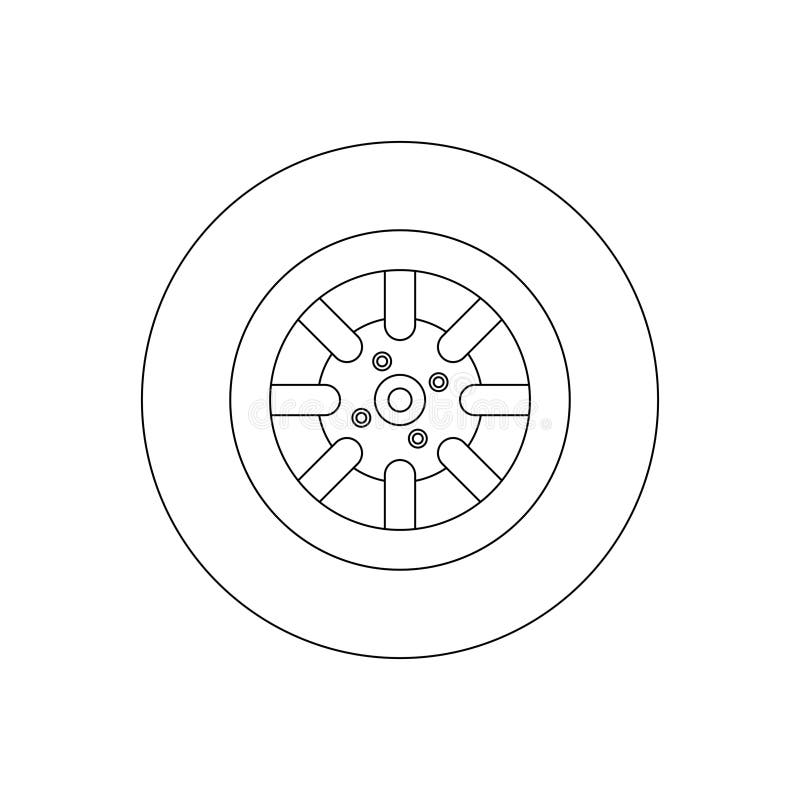 Wheel Outline Icon Illustration on Isolated White Background Stock ...