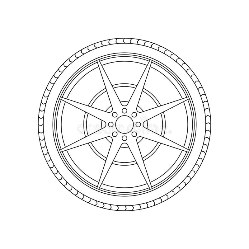 Wheel Outline Icon Illustration on Isolated White Background Stock ...