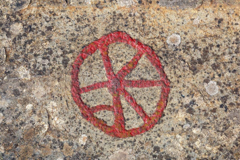Wheel Petroglyphs Figures on a Rock Stock Image - Image of panting ...