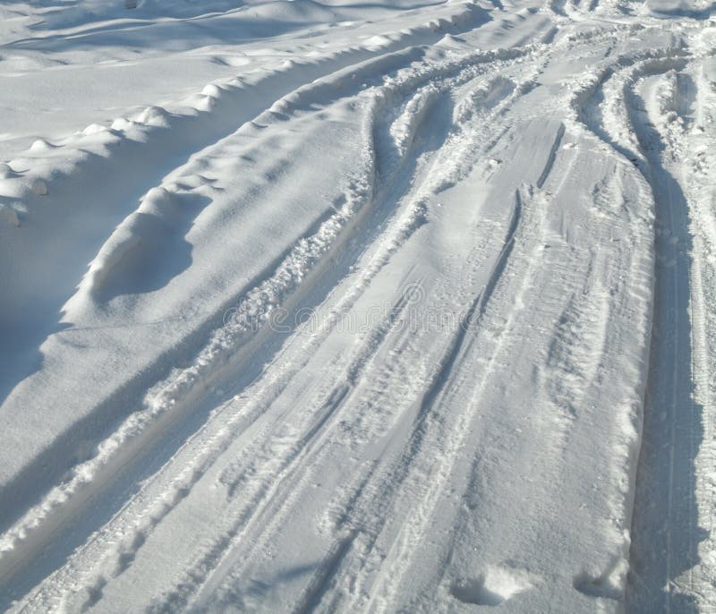 Wheel ruts in the snow stock image. Image of field, frozen - 179734975