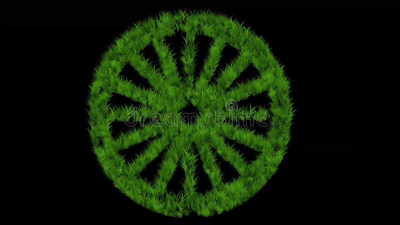 Wheel Shape with Green Grass Effect on Plain Black Background Stock ...
