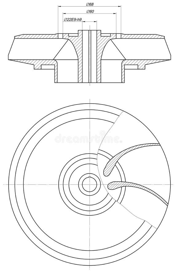 Wheel Sketch with Span and Section Stock Vector - Illustration of span ...