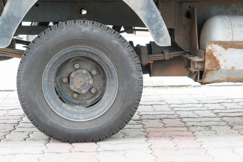 Wheel of small truck stock photo. Image of rubber, wheels - 89881820