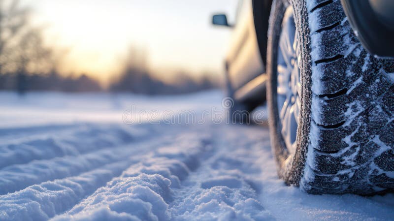 Wheel in Snow with Track Created with Generative AI. Winter Time with ...