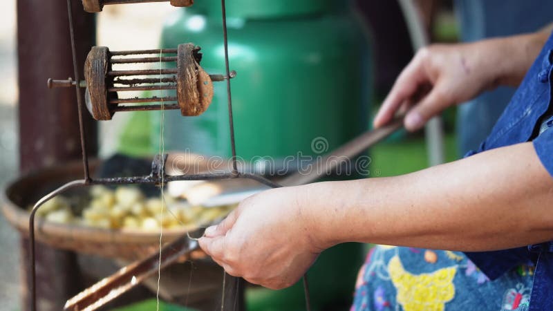 Wheel Spinning Yarn with Yellow Thread To Work for Weaving Machine and ...