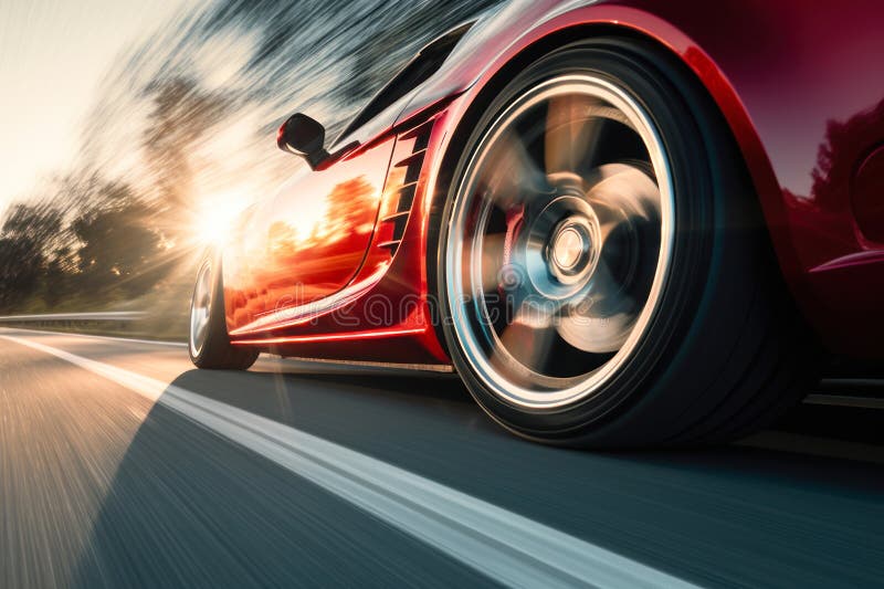 Wheel of a Sports Red Car at Speed Generative Ai Stock Image - Image of ...