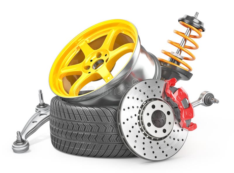 Wheel Structure. Car Wheel with Brake Isolated on a White Background ...