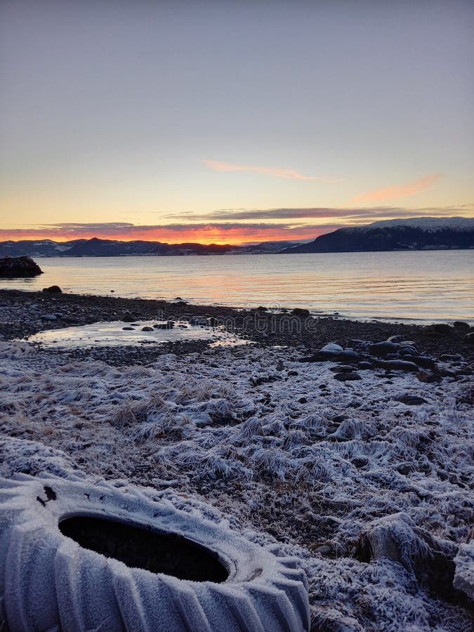 Sunset with a Cold Sky Over the Sea Stock Photo - Image of cloudscape ...