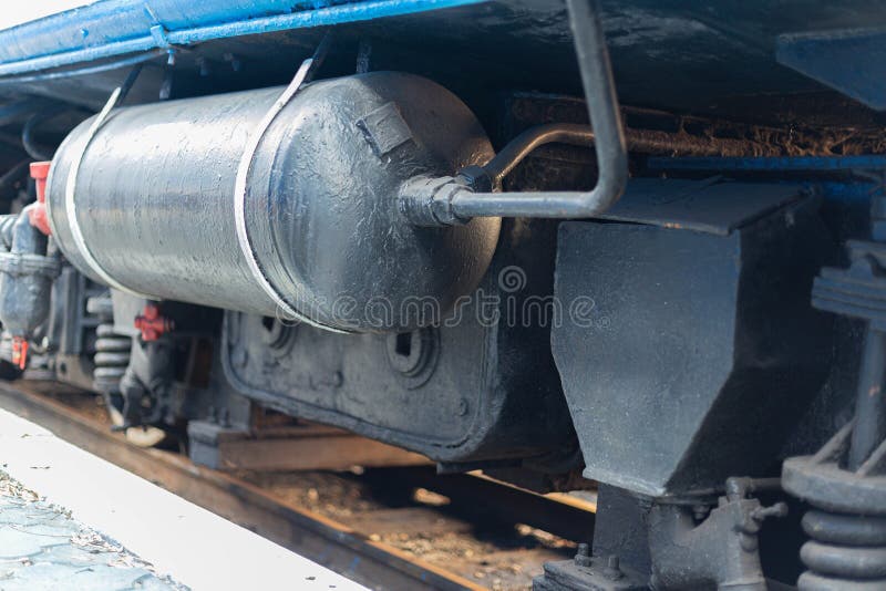 Wheel System of a Railway Train Close-up. Stock Image - Image of train ...