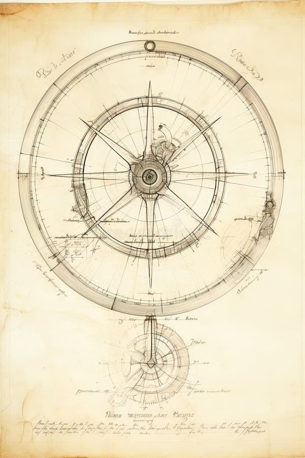 Wheel Technical Drawing Sketch Design. Ai Generative Stock Image ...