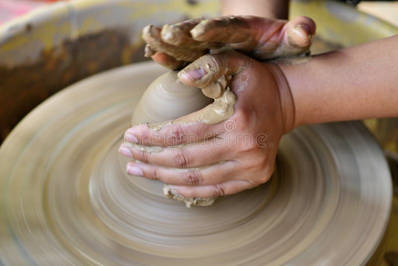 Wheel-throwing. stock image. Image of create, hand, ware - 98412819