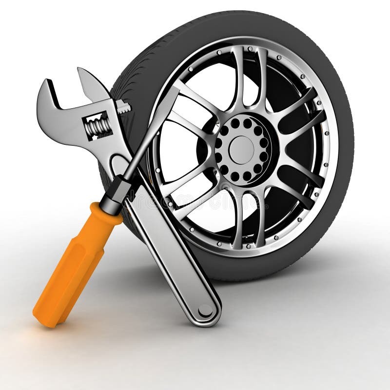 Wheel and Tools stock illustration. Illustration of screwdriver - 22590908