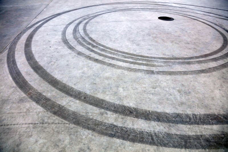 Wheel Track is on the Cement Ground Stock Photo - Image of flat, curves ...