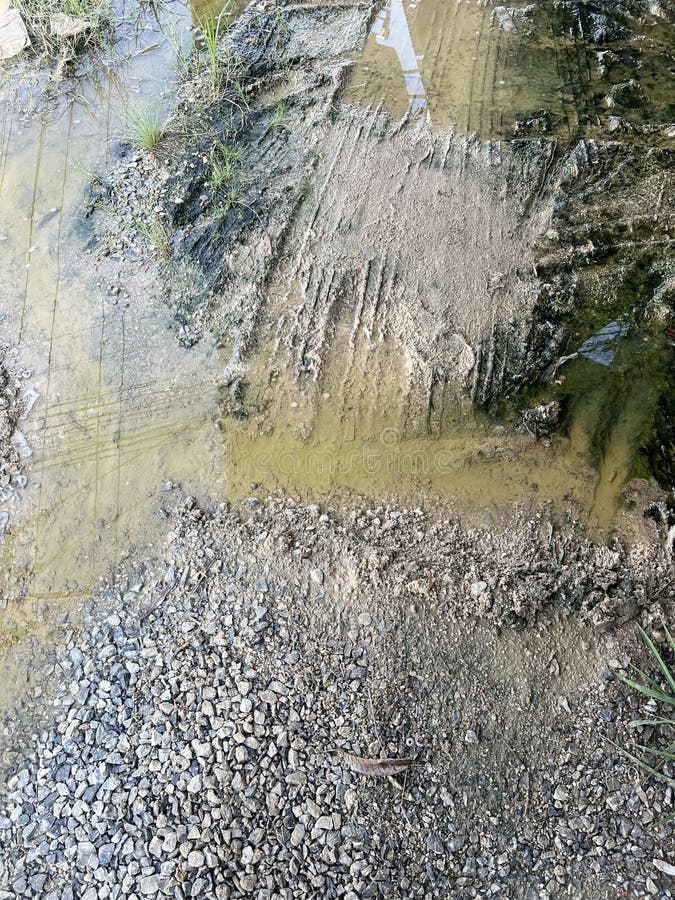 Wheel track on the ground stock photo. Image of track - 242779434