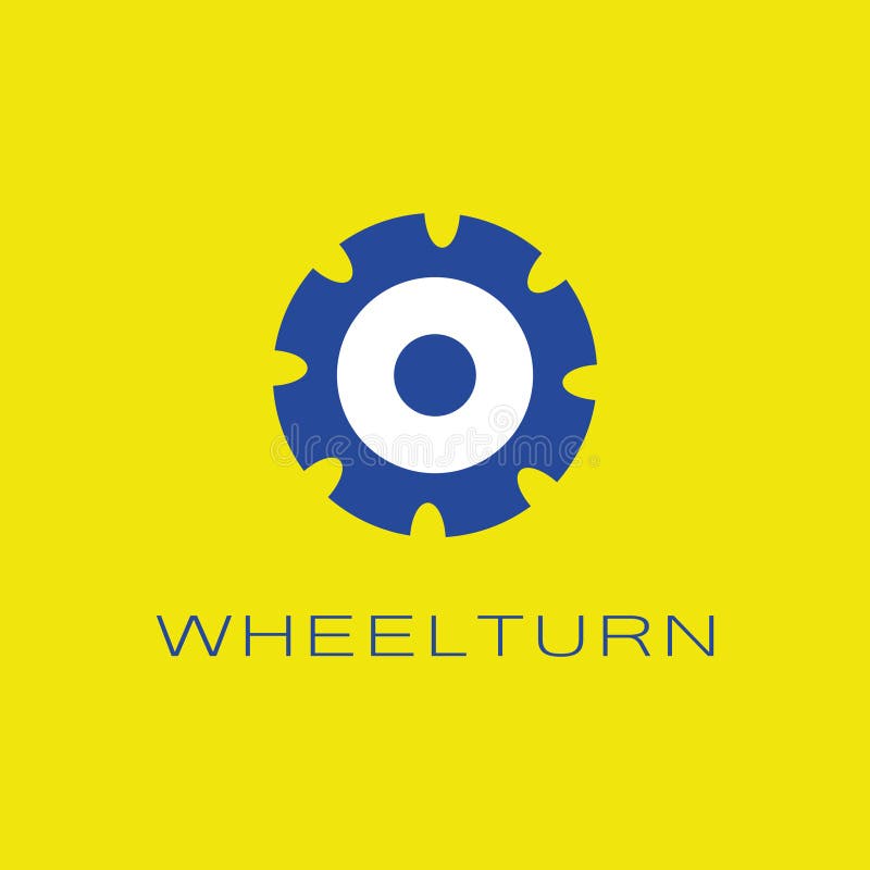 WHEEL TURN Gear Icon with Yellow Background Stock Illustration ...