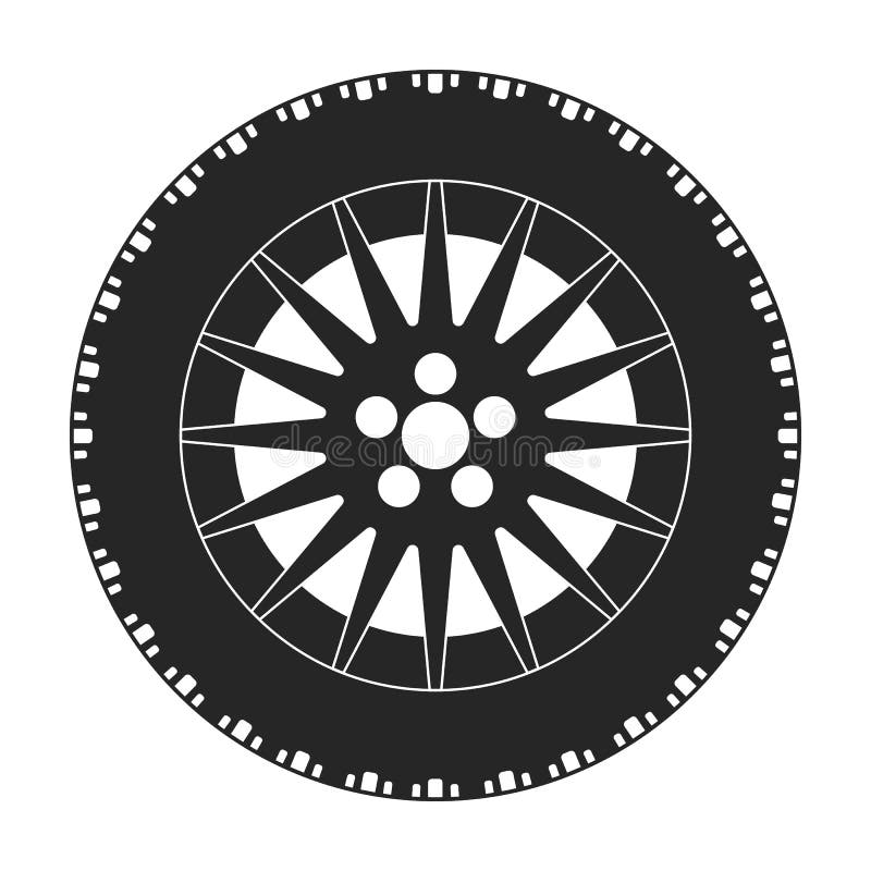 Wheel Vector Icon.Black Vector Icon Isolated on White Background Wheel ...