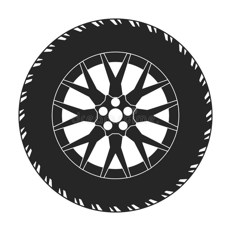 Wheel Vector Icon.Black Vector Icon Isolated on White Background Wheel ...