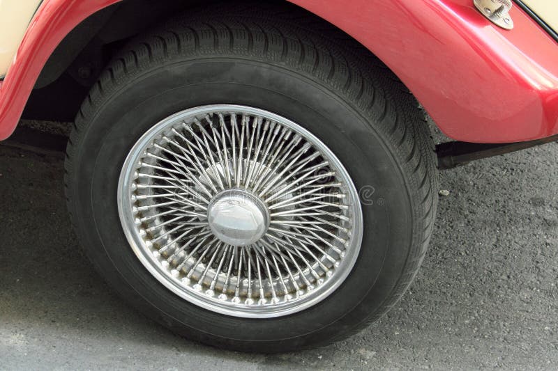 Wheel of a Vintage Car. Car Tires Stock Image - Image of oldfashioned ...