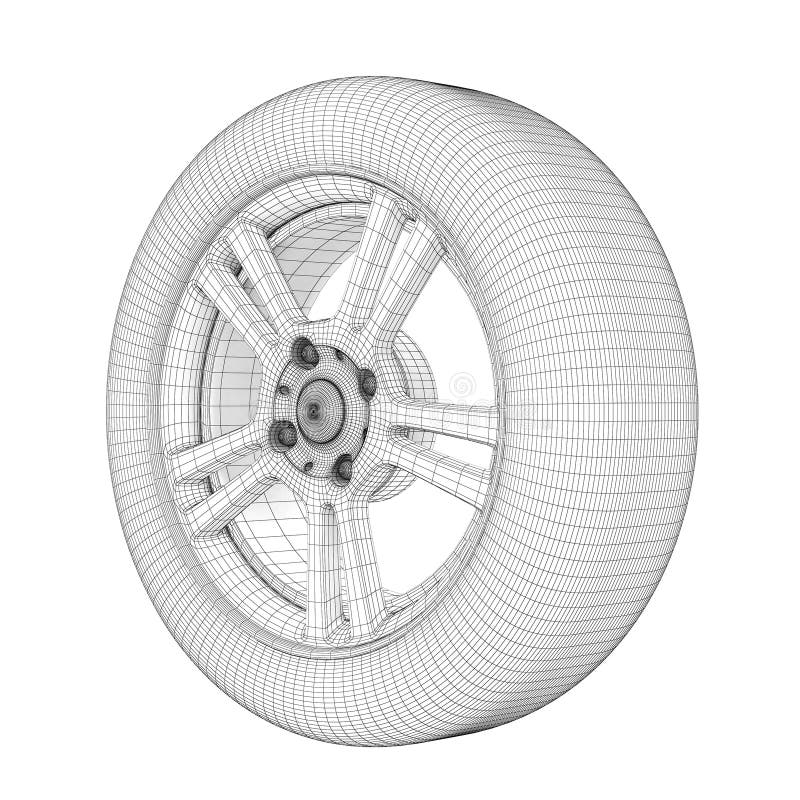 Wheel on a White Wire Model Stock Illustration - Illustration of ...