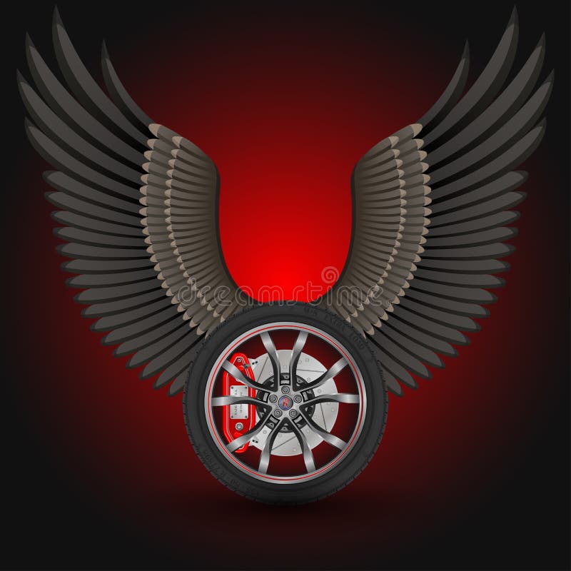 Wheel with Wings stock illustration. Illustration of flame - 54110695