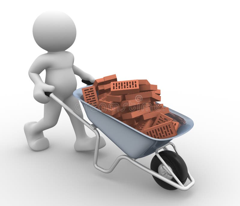 3D Wheelbarrow with bricks stock illustration. Illustration of abstract ...