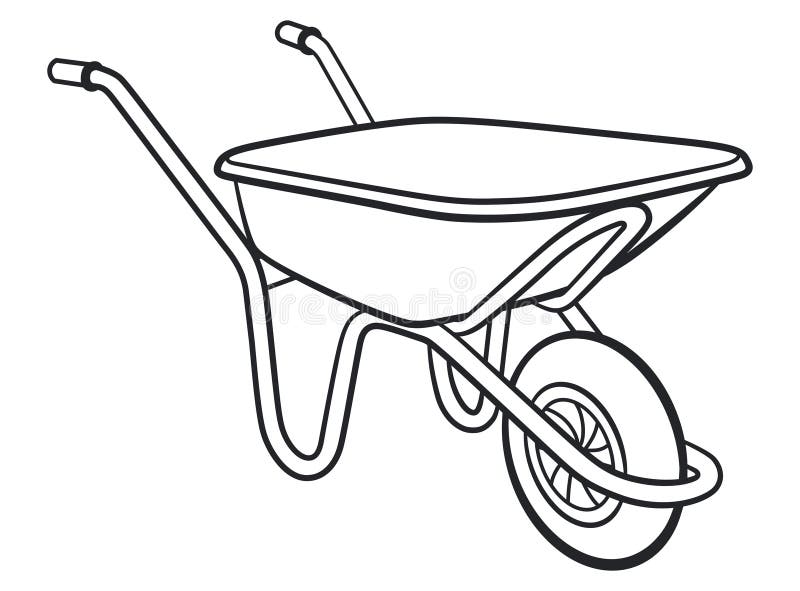 Wheelbarrow Black and White Drawing Stock Vector - Illustration of ...