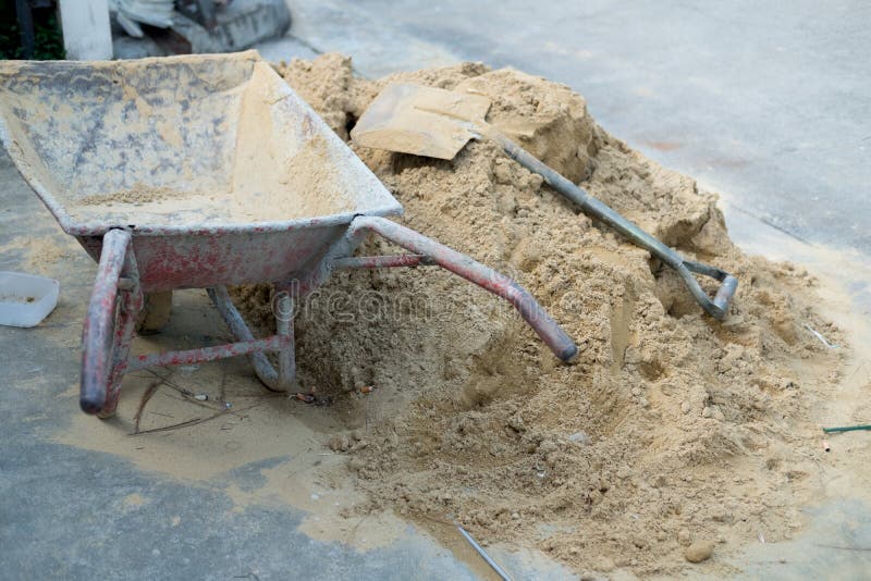 Wheelbarrow for Construction in Site Building Area Stock Image - Image ...