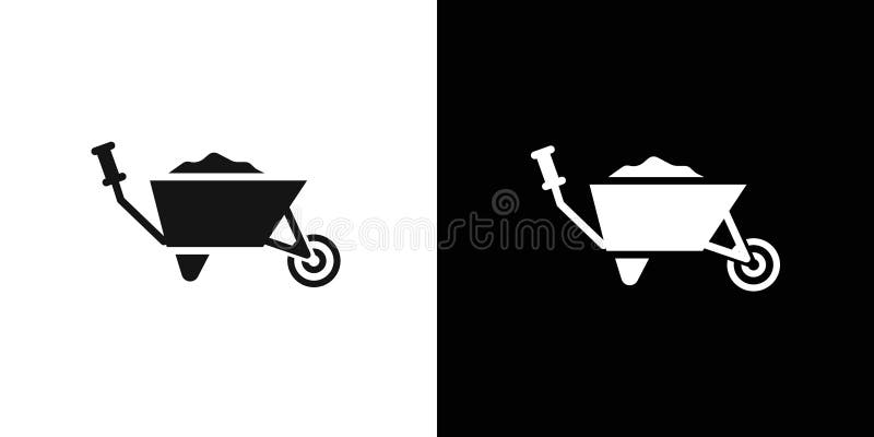 Wheelbarrow Unloading Icon Flat Vector Set Outline Stock Vector ...