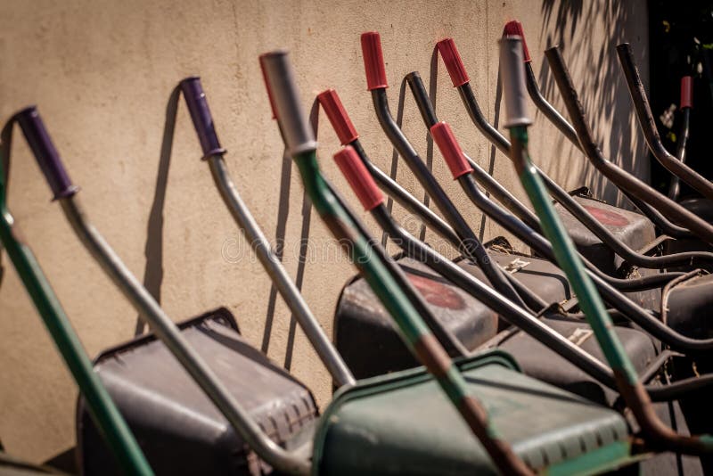 Wheelbarrows stock photo. Image of tyre, soiled, green - 42719760