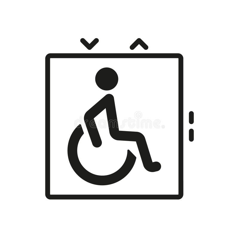 Wheelchair Accessible Elevator Solid Icon. Accessibility and Mobility Support Silhouette Symbol ...