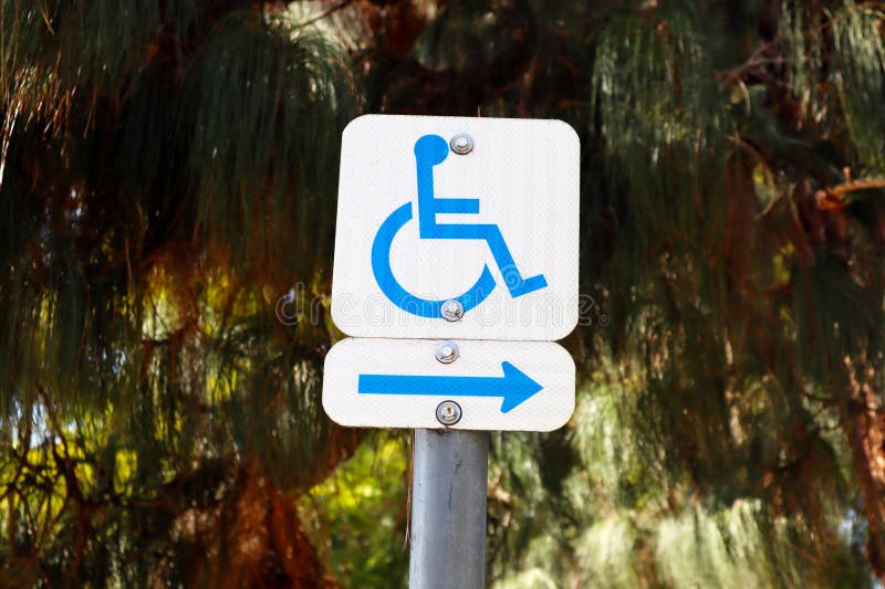 Wheelchair Accessible Entrance Route Sign Stock Photo - Image of ...