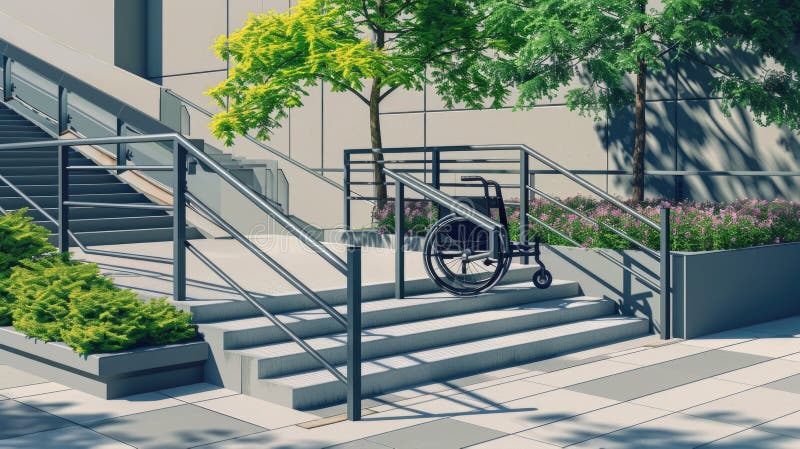 A Wheelchair Accessible Entrance with Steps and a Ramp Stock Photo ...
