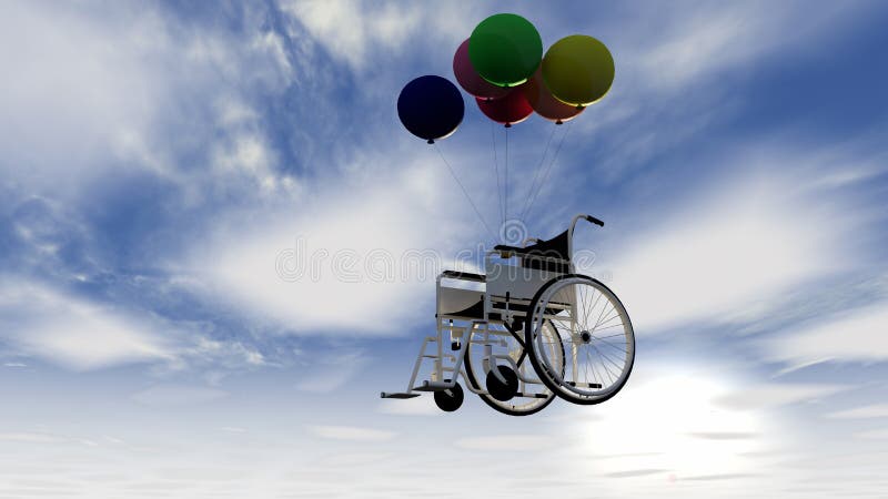 Wheelchair and balloons stock illustration. Illustration of colors ...
