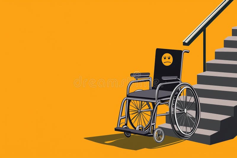 Wheelchair Confronting Staircase Symbolizing Accessibility Barriers ...