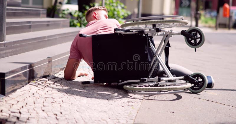 Wheelchair Fall Accident. Sad Man Stock Photo - Image of support ...