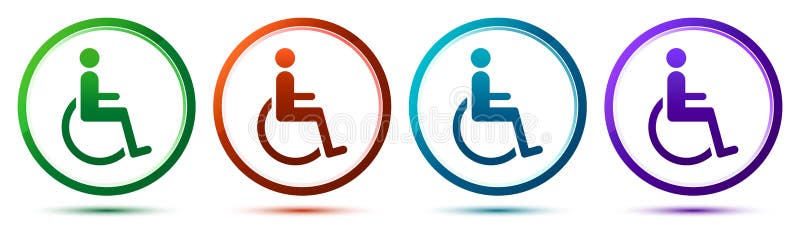 Wheelchair Handicap Icon Artistic Frame Round Button Set Illustration ...