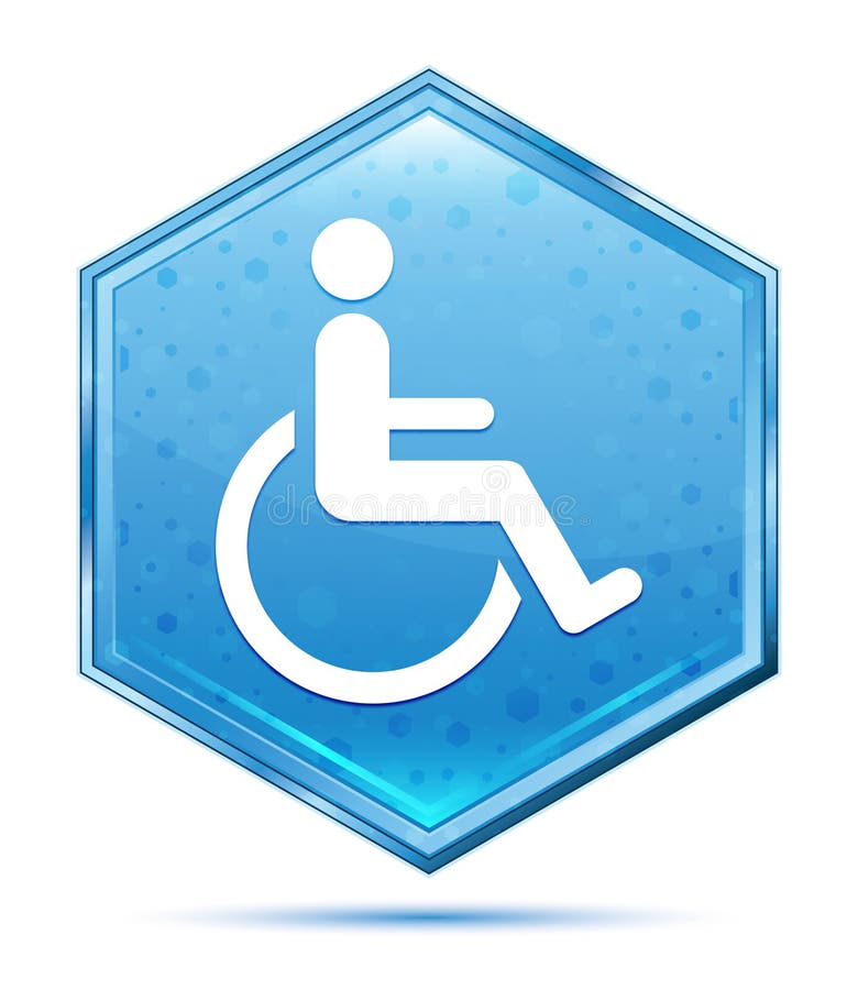 Wheelchair Handicap Icon Crystal Blue Hexagon Button Stock Illustration ...
