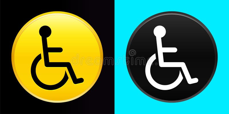 Wheelchair Handicap Icon Abstract Halftone Round Button Set Stock ...