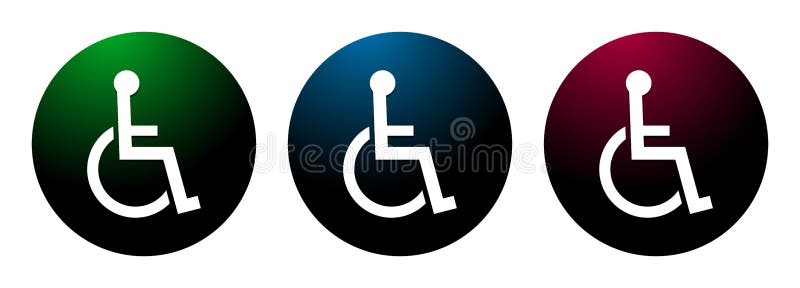 Wheelchair Handicap Icon Night Surface Round Button Set Illustration ...